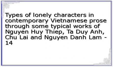 Types of lonely characters in contemporary Vietnamese prose through ...