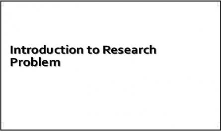 Introduction to Research Problem