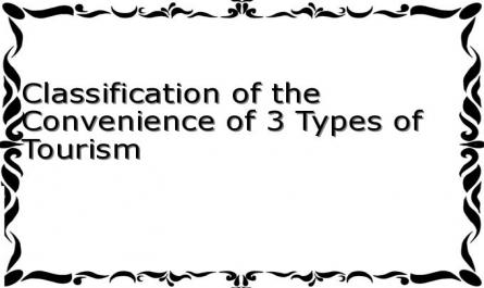 Classification of the Convenience of 3 Types of Tourism
