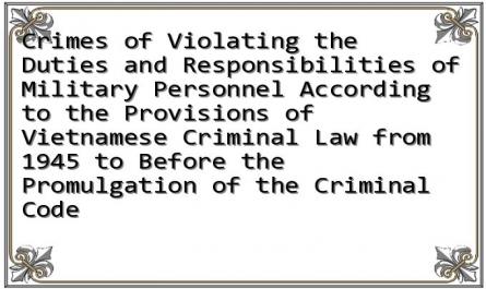 Crimes of Violating the Duties and Responsibilities of Military Personnel According to the ...