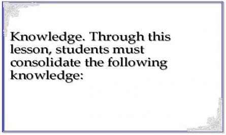 Knowledge. Through this lesson, students must consolidate the following ...