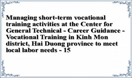 Managing short-term vocational training activities at the Center for ...