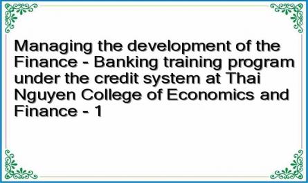 Managing the development of the Finance - Banking training program ...