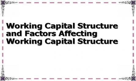 Working Capital Structure and Factors Affecting Working Capital Structure
