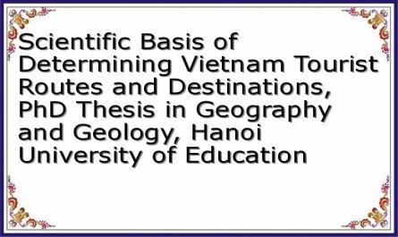 Scientific Basis of Determining Vietnam Tourist Routes and Destinations ...