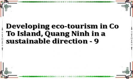 Developing eco-tourism in Co To Island, Quang Ninh in a sustainable ...
