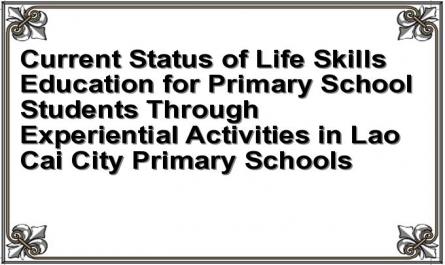 Current Status of Life Skills Education for Primary School Students ...