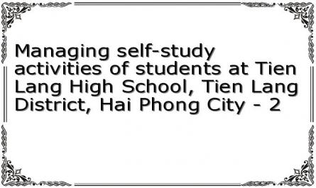 Managing self-study activities of students at Tien Lang High School ...