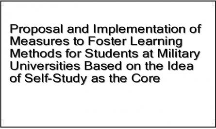 Proposal and Implementation of Measures to Foster Learning Methods for ...
