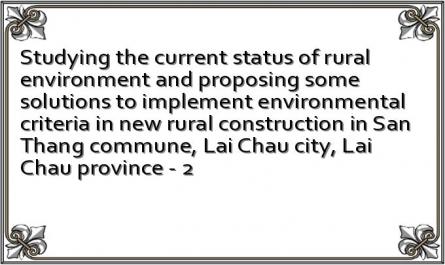 Studying the current status of rural environment and proposing some ...