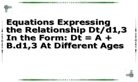 Equations Expressing the Relationship Dt/d1,3 In the Form: Dt = A + B ...