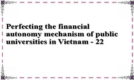 Perfecting the financial autonomy mechanism of public universities in ...
