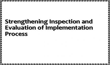 Strengthening Inspection and Evaluation of Implementation Process