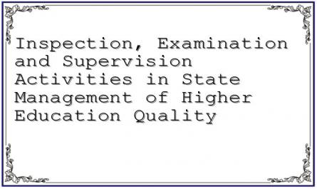 Inspection, Examination and Supervision Activities in State Management ...
