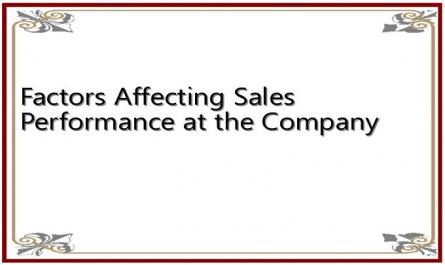 Factors Affecting Sales Performance at the Company