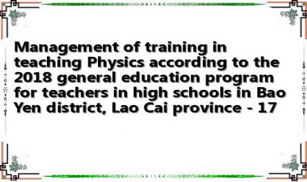 Management of training in teaching Physics according to the 2018 ...