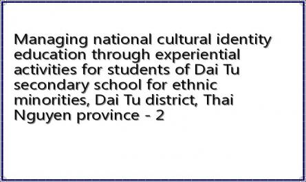 Managing national cultural identity education through experiential ...