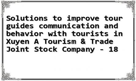 Solutions to improve tour guides' communication and behavior with ...