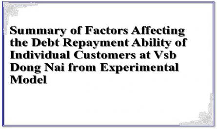 Summary of Factors Affecting the Debt Repayment Ability of Individual ...