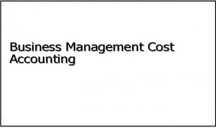Business Management Cost Accounting