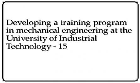 Developing a training program in mechanical engineering at the ...