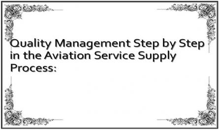 Quality Management Step by Step in the Aviation Service Supply Process: