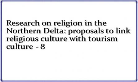 Research on religion in the Northern Delta: proposals to link religious ...