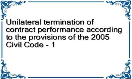 Unilateral termination of contract performance according to the ...