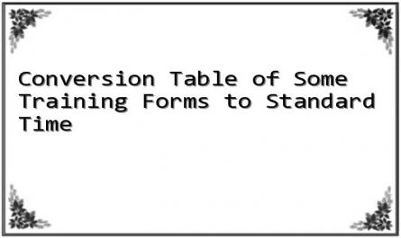 Conversion Table of Some Training Forms to Standard Time