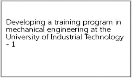 Developing a training program in mechanical engineering at the ...