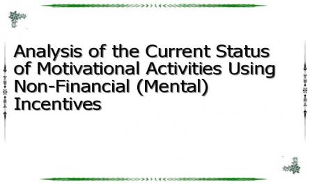 Analysis of the Current Status of Motivational Activities Using Non ...