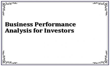 Business Performance Analysis for Investors