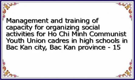 Management and training of capacity for organizing social activities ...