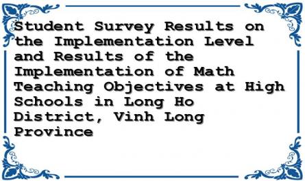 Student Survey Results on the Implementation Level and Results of the ...