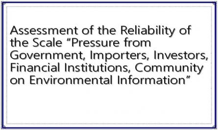 Assessment of the Reliability of the Scale “Pressure from Government ...