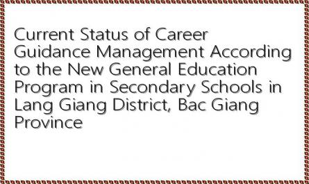 Current Status of Career Guidance Management According to the New ...