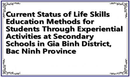 Current Status of Life Skills Education Methods for Students Through ...