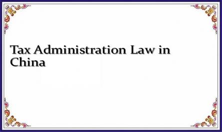 Tax Administration Law in China