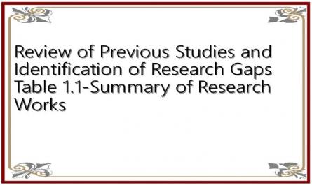 Review of Previous Studies and Identification of Research Gaps Table 1. ...