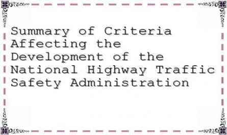 Summary of Criteria Affecting the Development of the National Highway ...