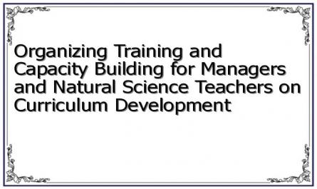 Organizing Training and Capacity Building for Managers and Natural ...