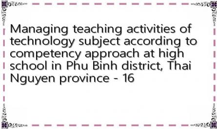Managing teaching activities of technology subject according to ...