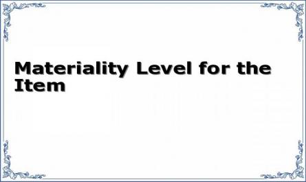 Materiality Level for the Item
