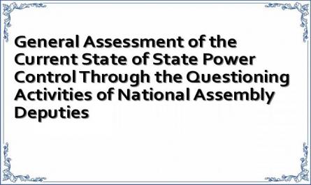 General Assessment of the Current State of State Power Control Through ...