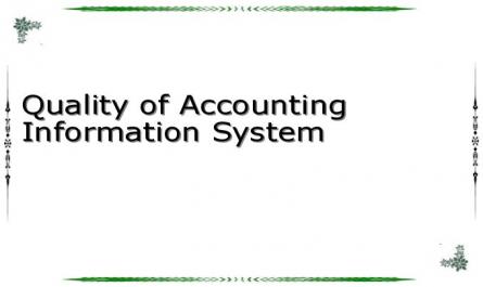 Quality of Accounting Information System