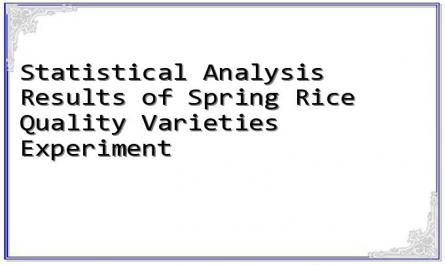 Statistical Analysis Results of Spring Rice Quality Varieties Experiment