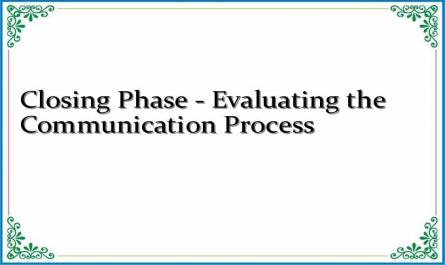 Closing Phase - Evaluating the Communication Process