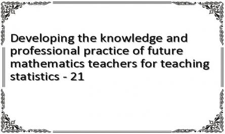 Teaching Statistics Reference doccument