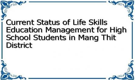 Current Status of Life Skills Education Management for High School ...