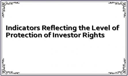 Indicators Reflecting the Level of Protection of Investor Rights